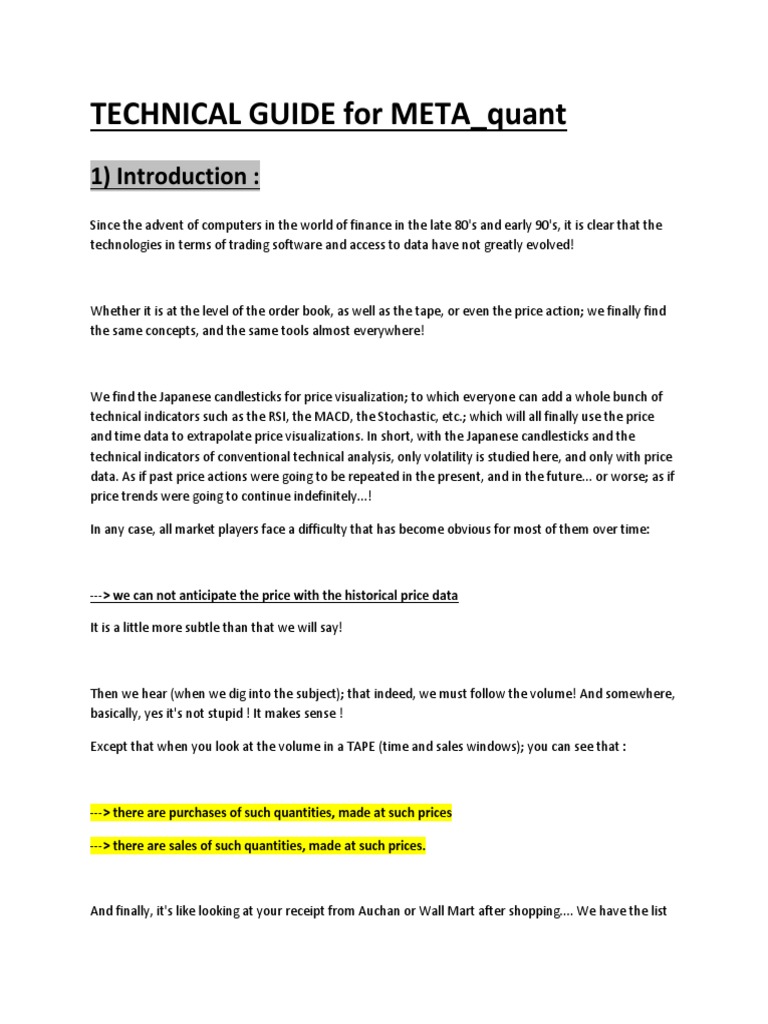 Guide Utilisateur METAquant in English | PDF | Order (Exchange) | Market Maker