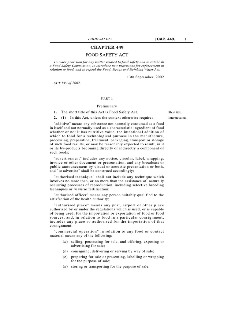 Food Safety Act | PDF