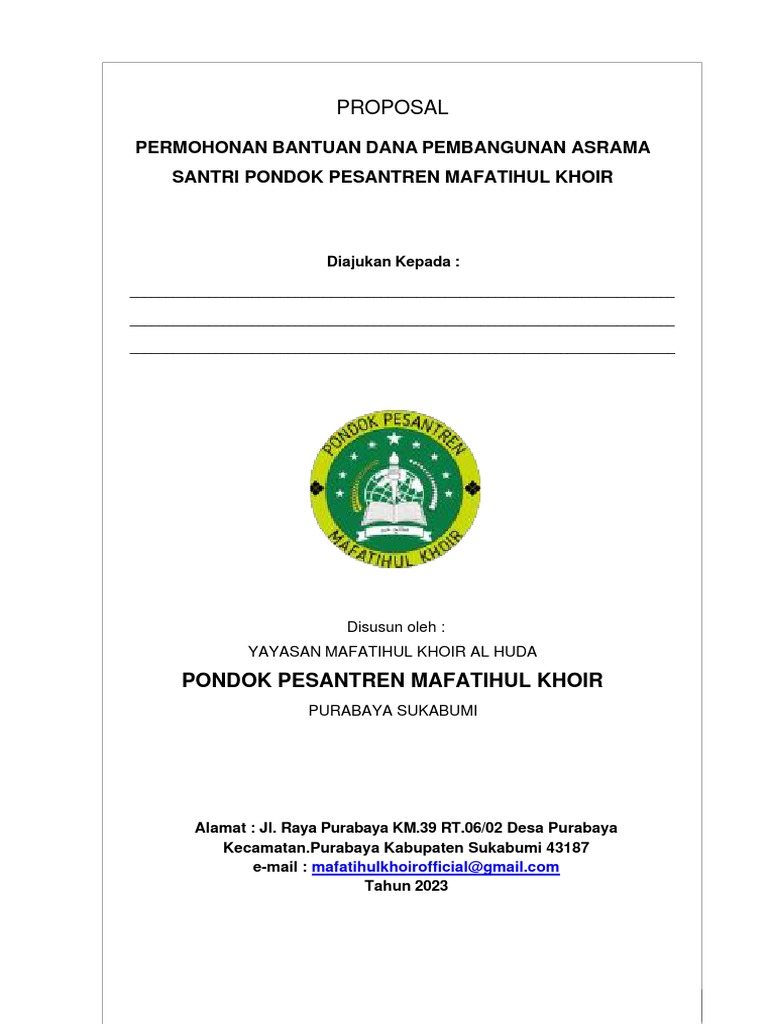 PROPOSAL PEMBANGUNAn - Asrama Santri Mafatihul Khoir | PDF