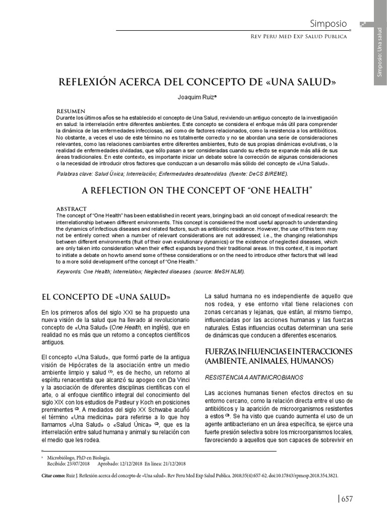 RL-1.3 Reflexiones Sobre El Concepto de One Health-1 Español | PDF ...