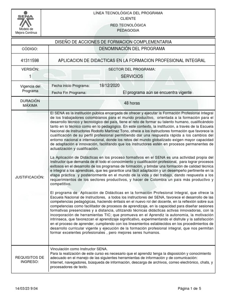 Aplicacion de Didacticas en La Formacion Profesional Integr | PDF