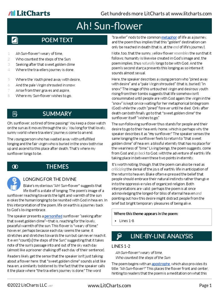 LitCharts Ah Sun Flower | PDF