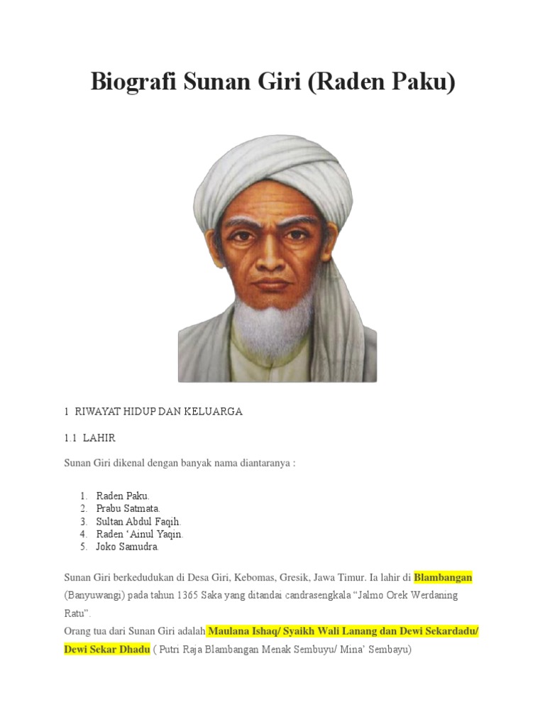 Biografi Sunan Giri | PDF | Ilmu Sosial | Perjalanan