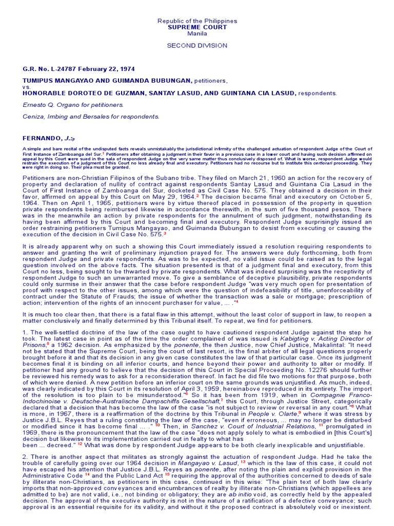 Mangayao v. de Guzman | PDF | Judgment (Law) | Lawsuit