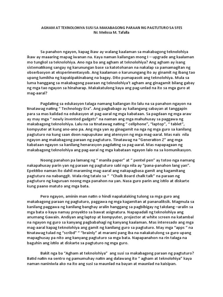 Agham at Teknolohiya Susi Sa Makabagong Paraan NG Pagtuturo | PDF