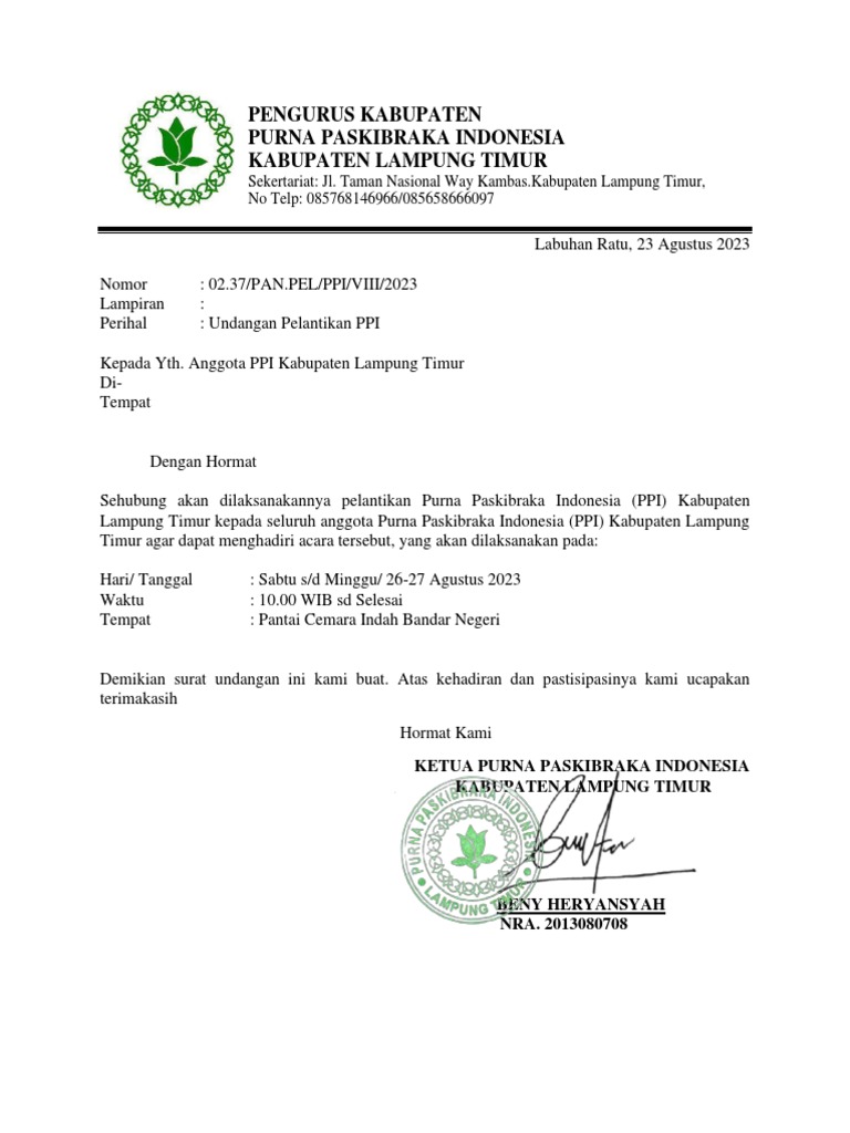 Undangan Pelantikan Ppi Pdf