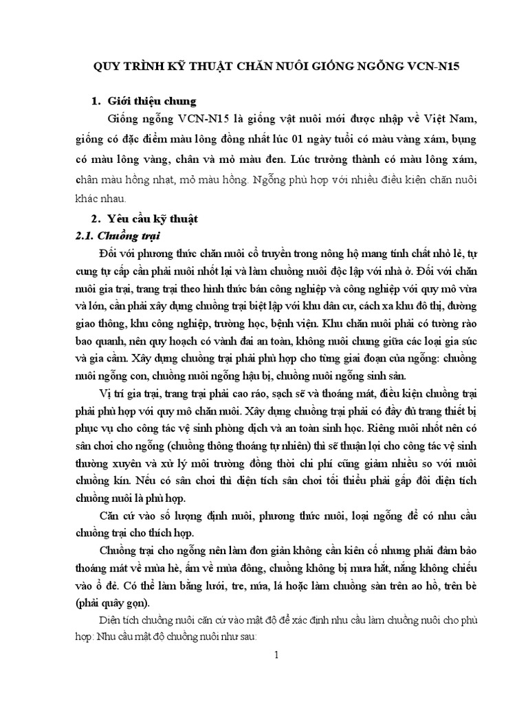 Quy Trinh Nuôi NG NG | PDF