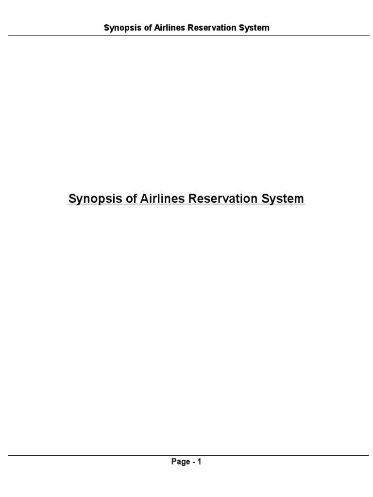 Synopsis of Airlines Reservation System | PDF | Relational Database | Databases