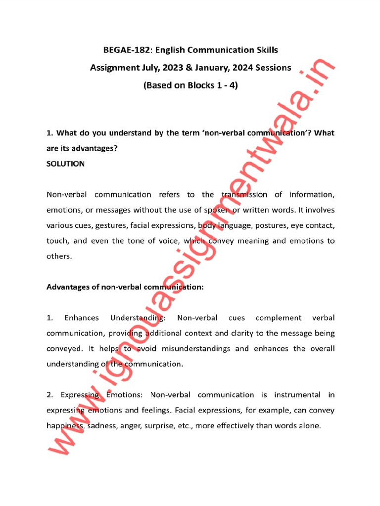 Ignou Begae 182 Eng 2024 Session Available | PDF