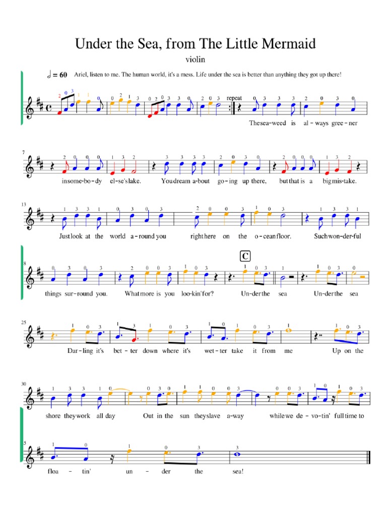 Under The Sea Violin Sheet | PDF