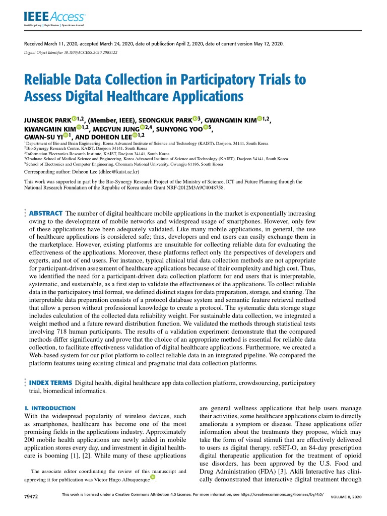 Reliable Data Collection in Participatory Trials To Assess Digital ...