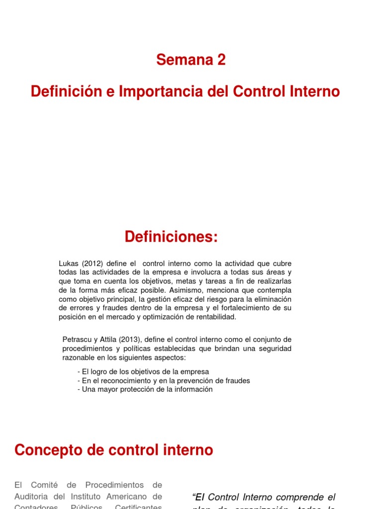 Semana 02 - PPT - Definición e Importancia Del Control Interno | PDF | Business | Contabilidad