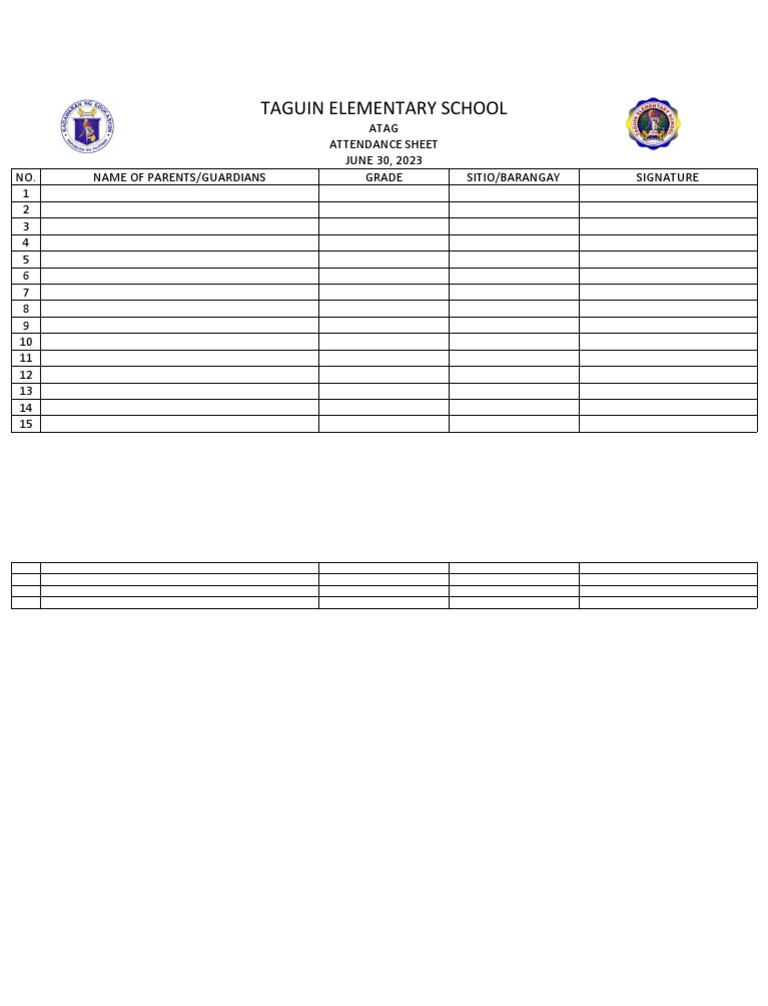 Atag Attendance Sheet | PDF