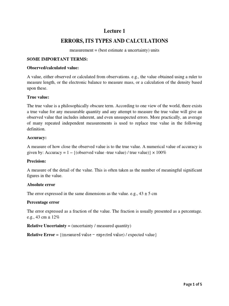 Lecture 1 (2) MEASURMENT | PDF