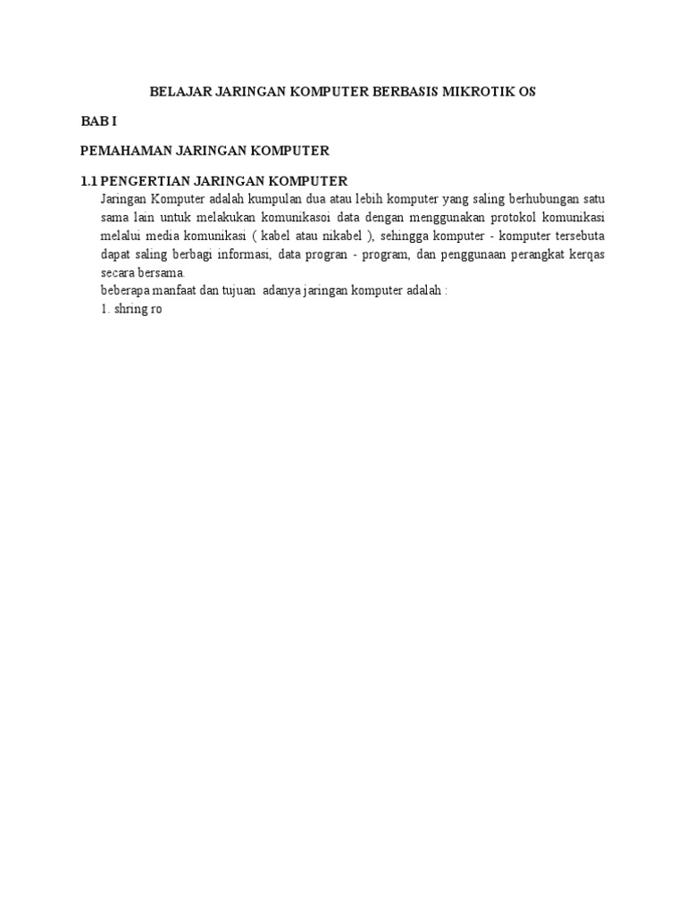 Belajar Jaringan Komputer Berbasis Mikrotik Os | PDF Belajar Jaringan Komputer Berbasis Mikrotik Os | PDF