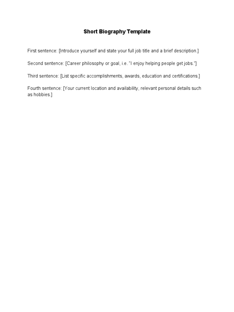 Short Biography Template Guide | PDF