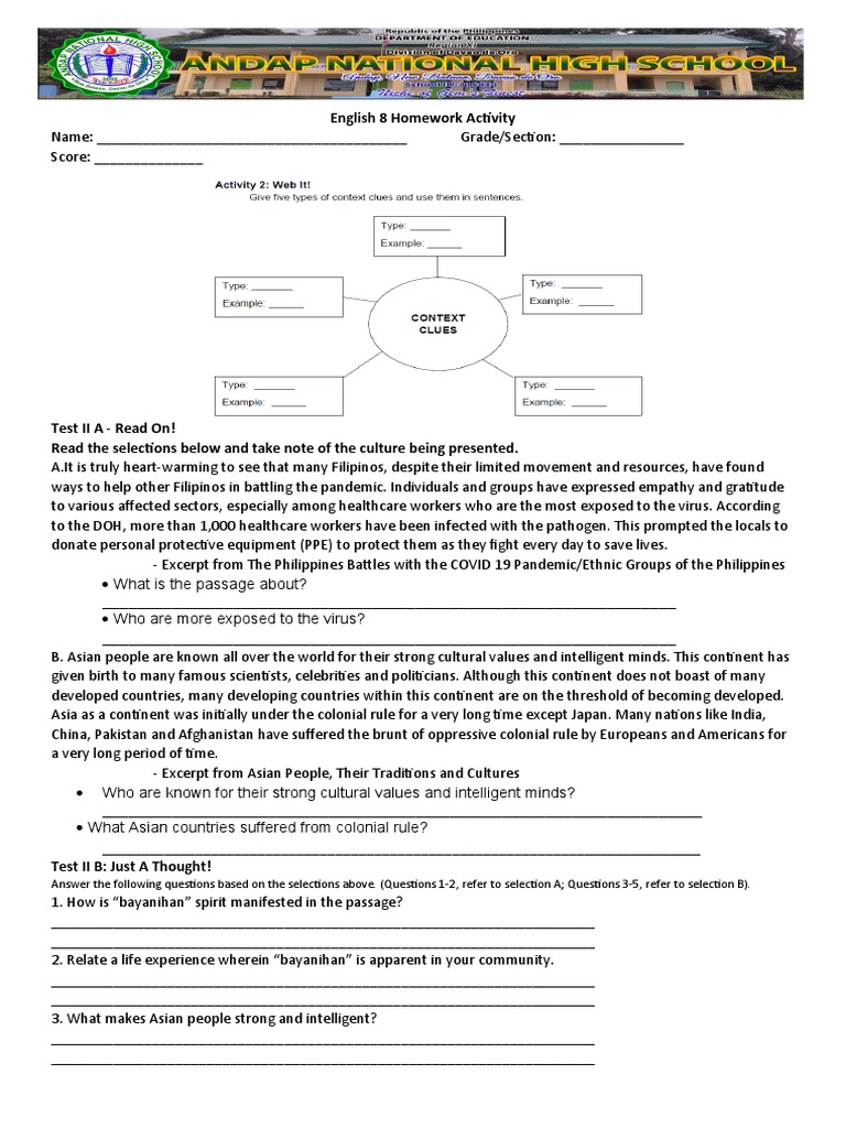 Context Clues Activity 2 Eng 8 | PDF