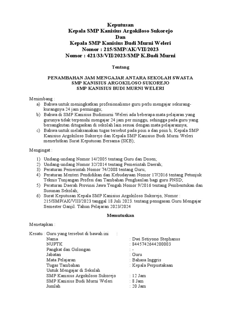 Surat Keputusan Bersama | PDF