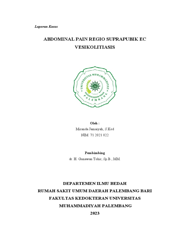Nyeri Perut Suprapubik: Vesikolitiasis | PDF | Kesehatan Holistik