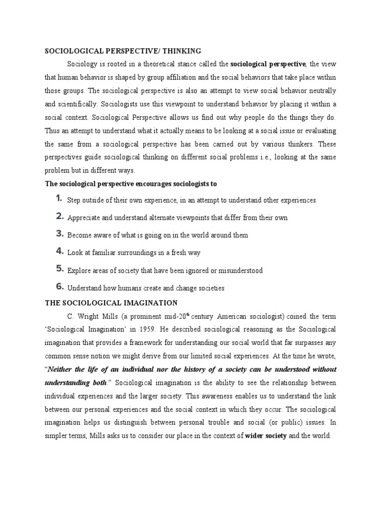 Sociological Thinking & Imagination | PDF