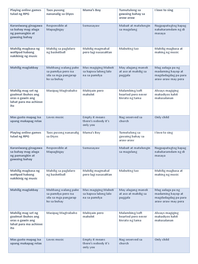 Human Bingo | PDF