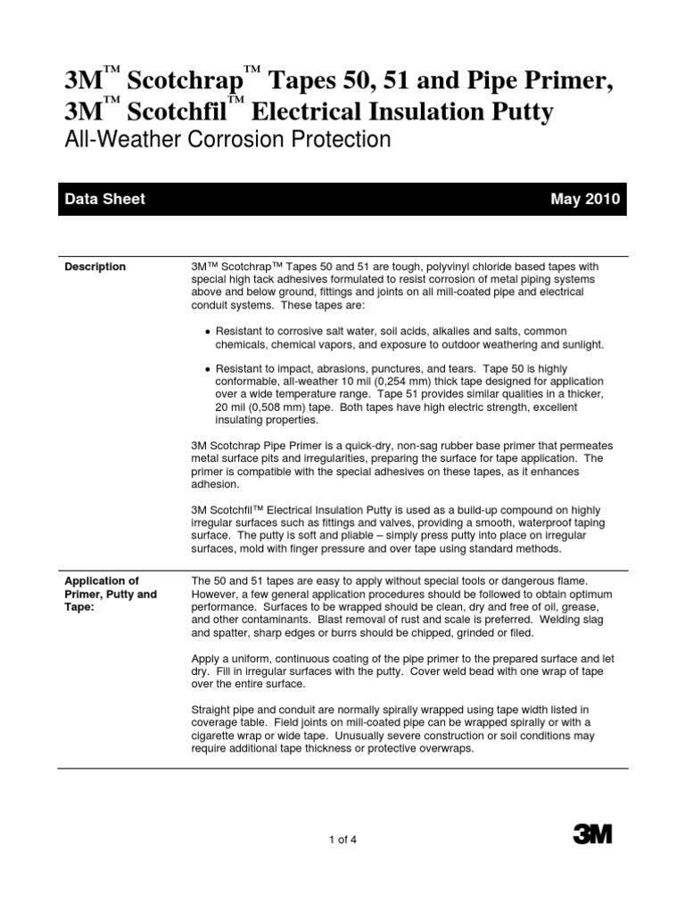 3M Pipeline Tape Coating System Data Sheet | PDF | Pipe (Fluid ...
