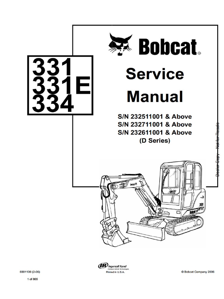 142809-Bobcat 331 331E 334 SN-232511001 Plus SN-232711001 Plus SN-232611001 Plus | PDF