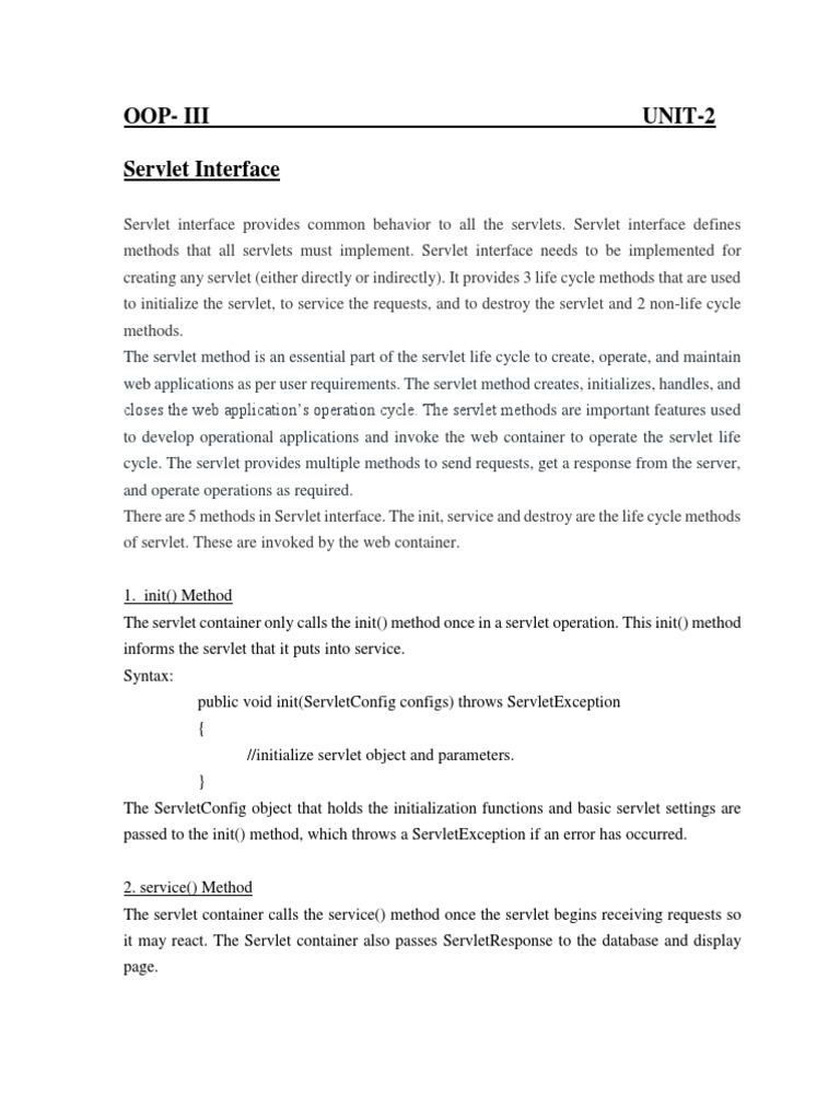 Servlet Interface | PDF | Home & Garden | Computers