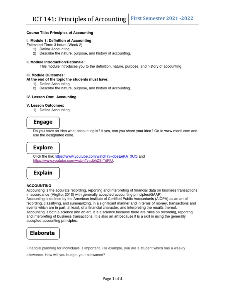 Principles of Accounting Overview | PDF | Accounting | Information