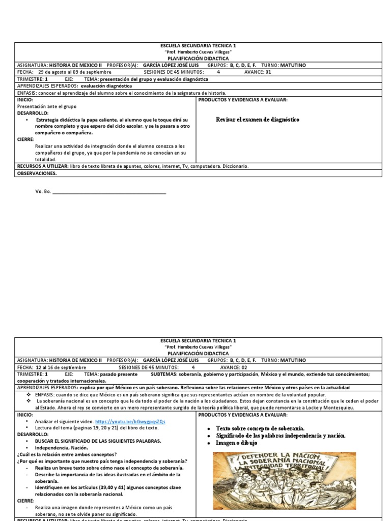 Plan de Clase 3° Grado 2022-2023 | PDF