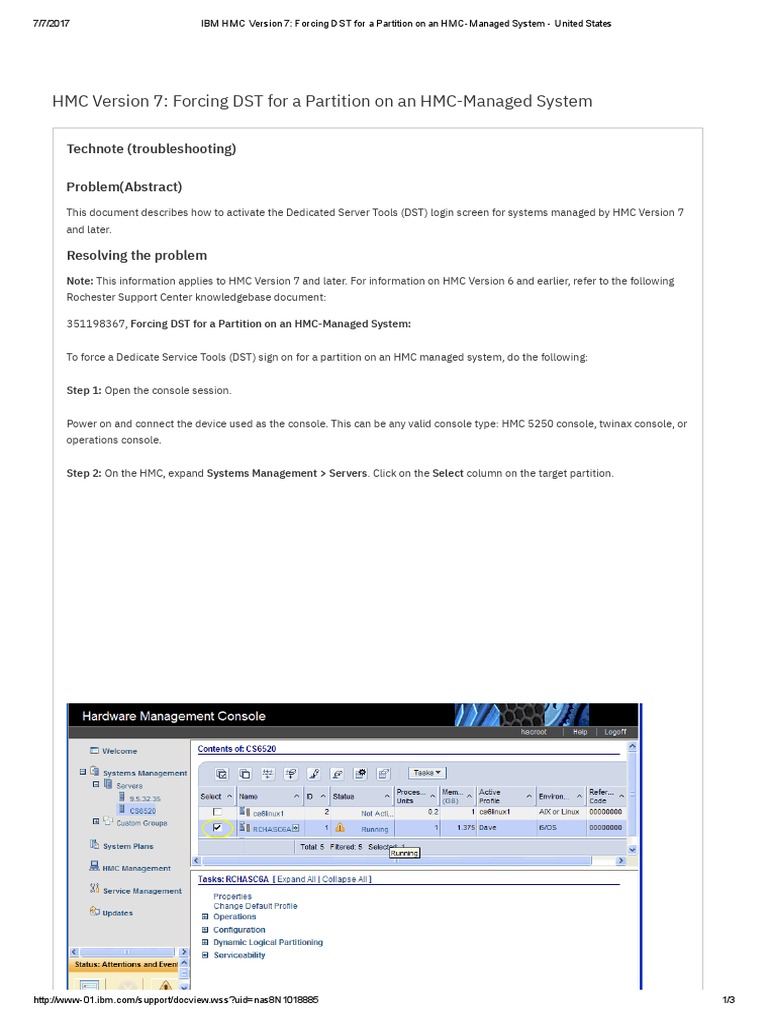 IBM HMC Version 7 - Forcing DST For A Partition On An HMC-Managed ...