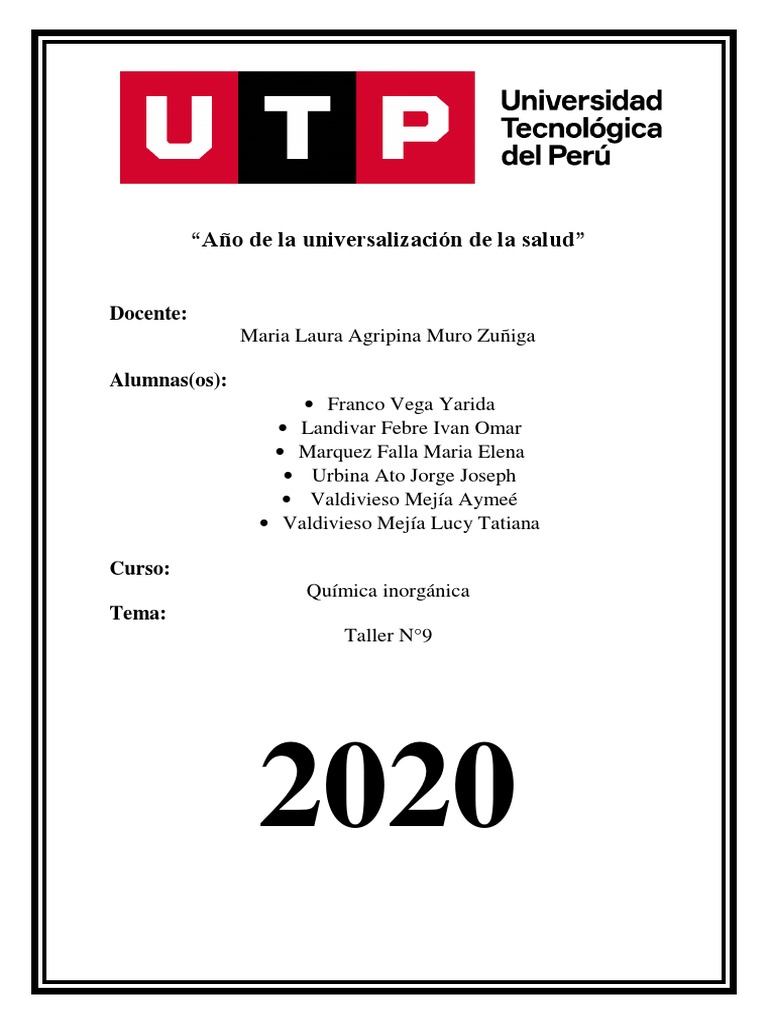 Taller N°9 Pdf Química Ciencias Fisicas