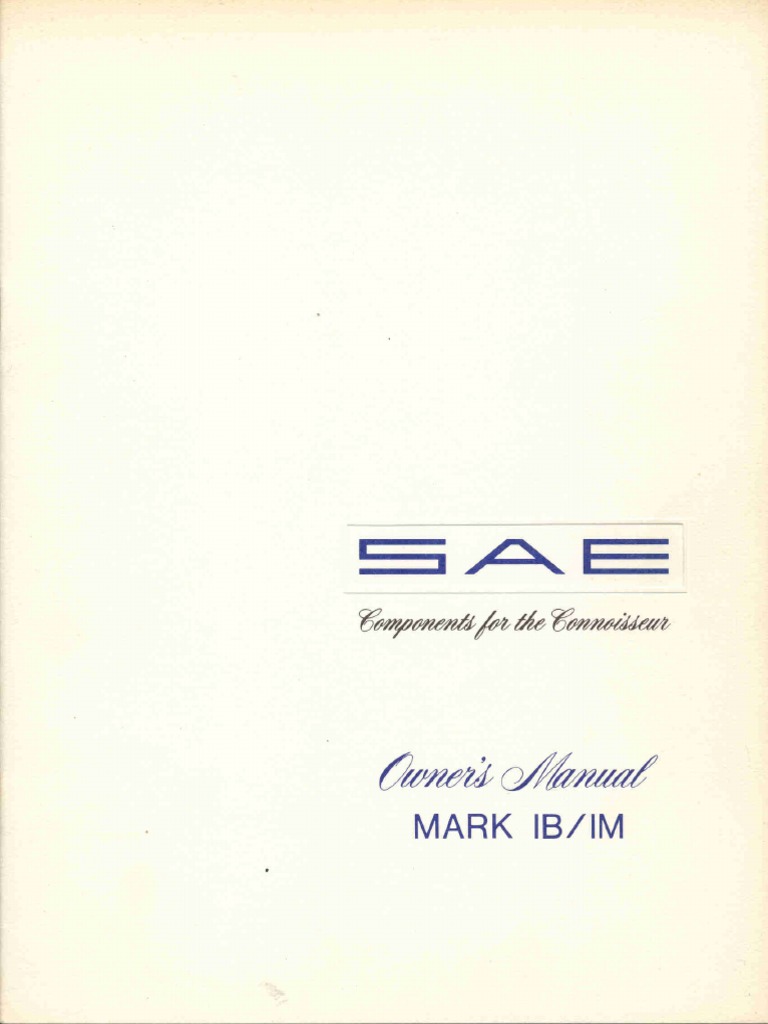 SAE Mark 1B Owner's Manual | PDF