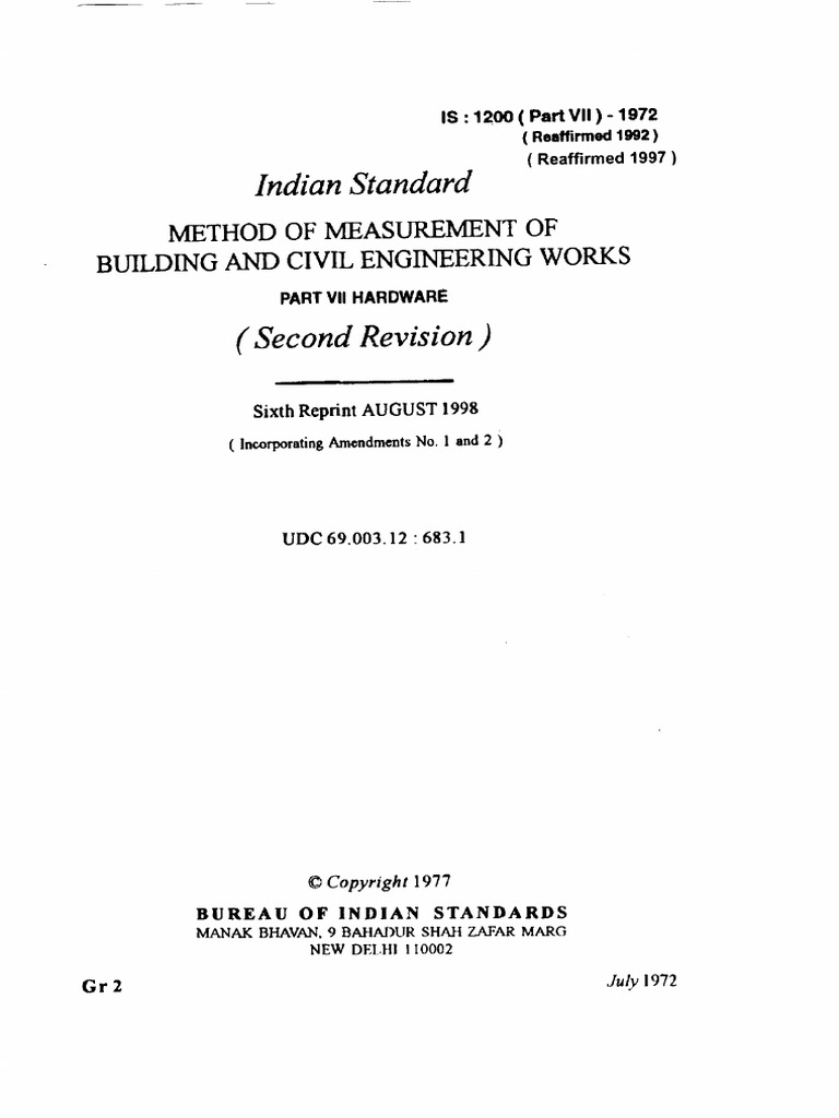 Is 1200 Part 07 1972 2 | PDF