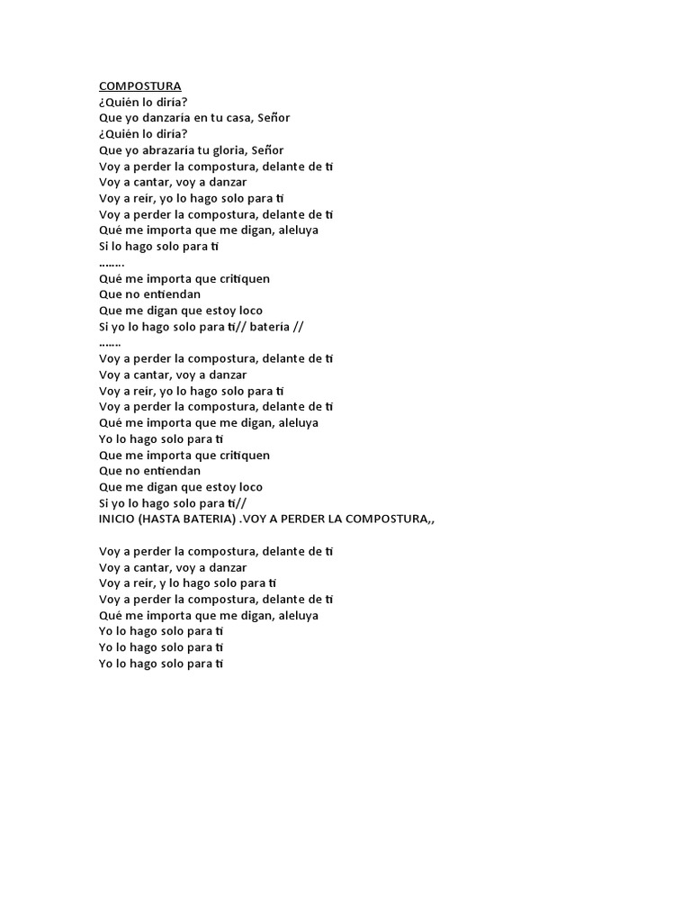 Letras de "Voy a Perder la Compostura" | PDF