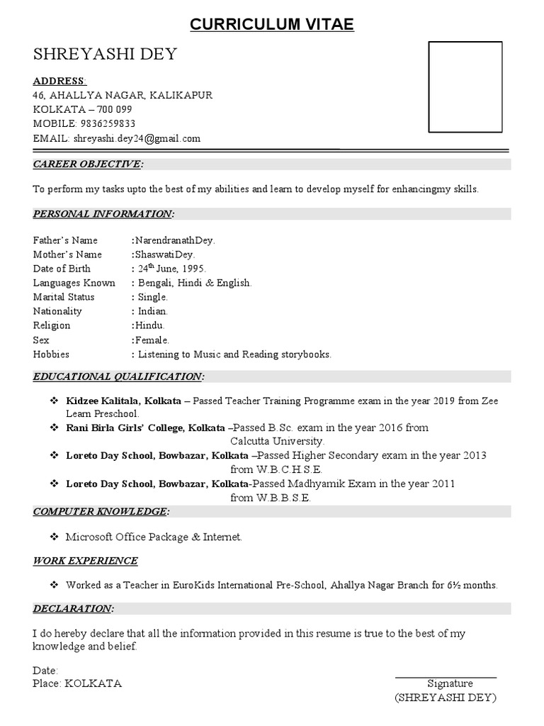 Shreyashi Dey CV | PDF