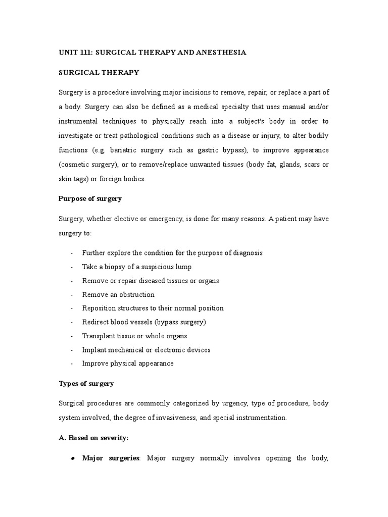 Unit 111 - Surgery - 123754 | PDF | Wellness