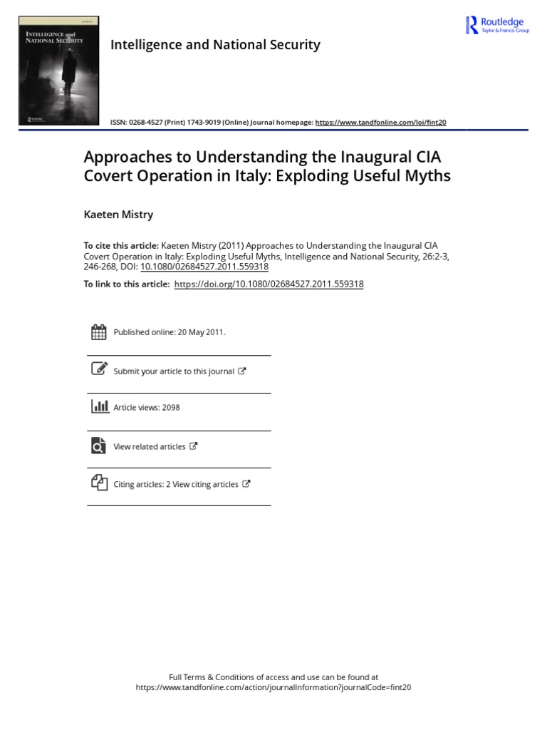 Kaeten Mistry Approaches To Understanding The Inaugural CIA Covert Operation in Italy Exploding ...
