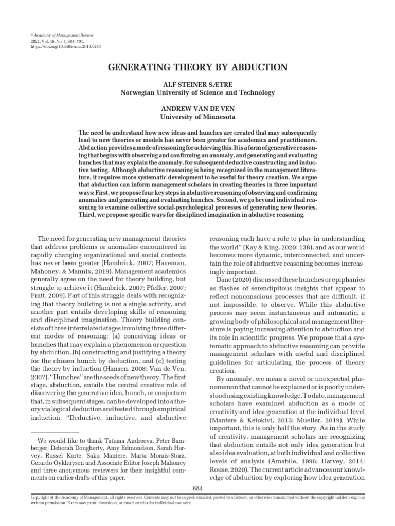 Stre 2021 Generating Theory by Abduction | PDF