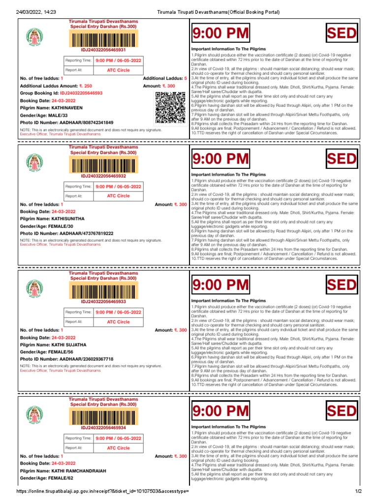 Tirumala Tirupati Devasthanams (Official Booking Portal) | PDF