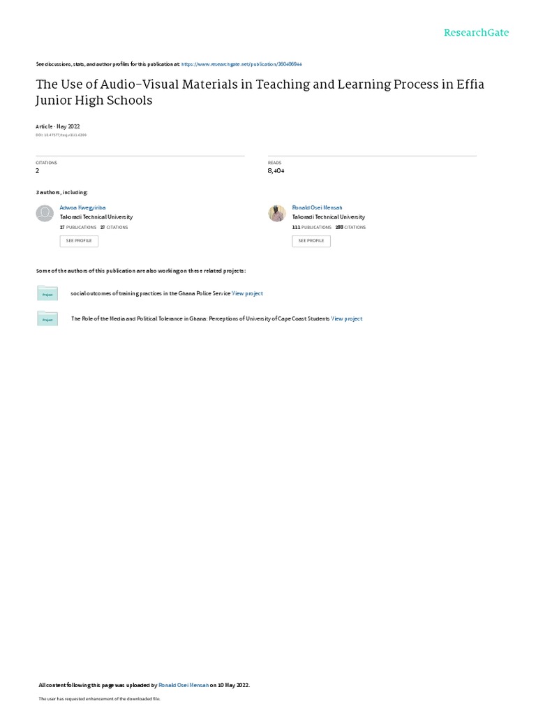 The Use of Audio-Visual Materials in Teaching and Learning Process in ...