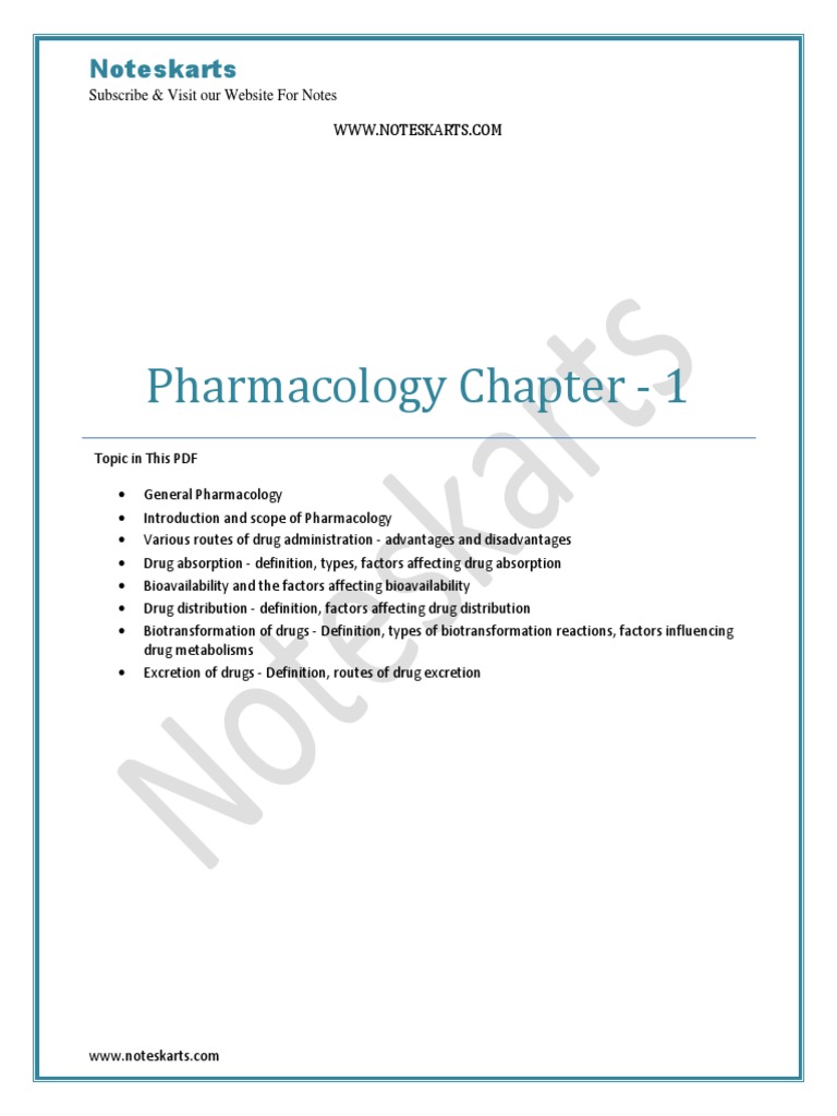 Chapter 1 Pharmacology Complete Notes PDF D.Pharma ER20 PCI Noteskarts ...