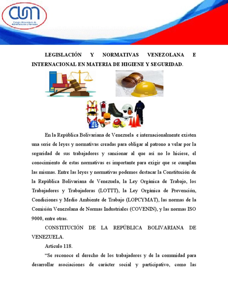 Material Complementario Sobre Legislación Venezolana e Internacional en Materia de Higiene y ...