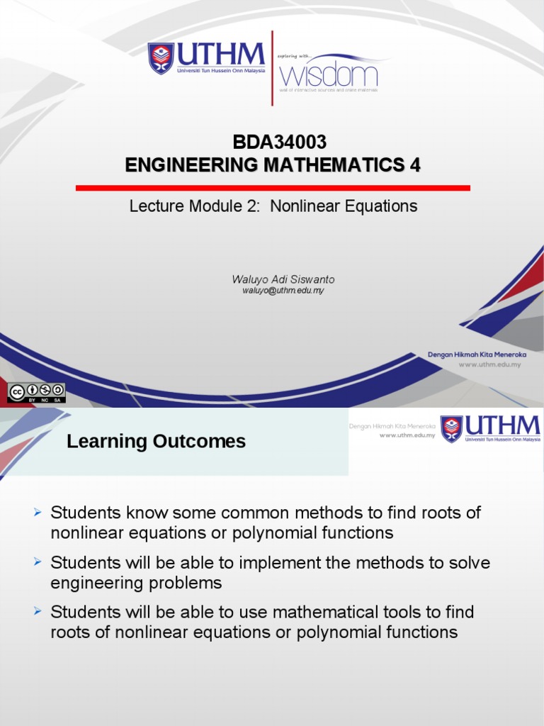 Lecture Module 2 Presentation | PDF | Nonlinear System | Equations