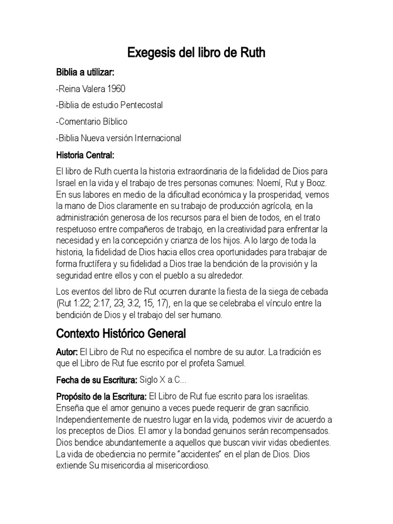 Exegesis Del Libro de Ruth JUDITH MORA | Descargar gratis PDF | Libro de rut | Noemí (figura ...