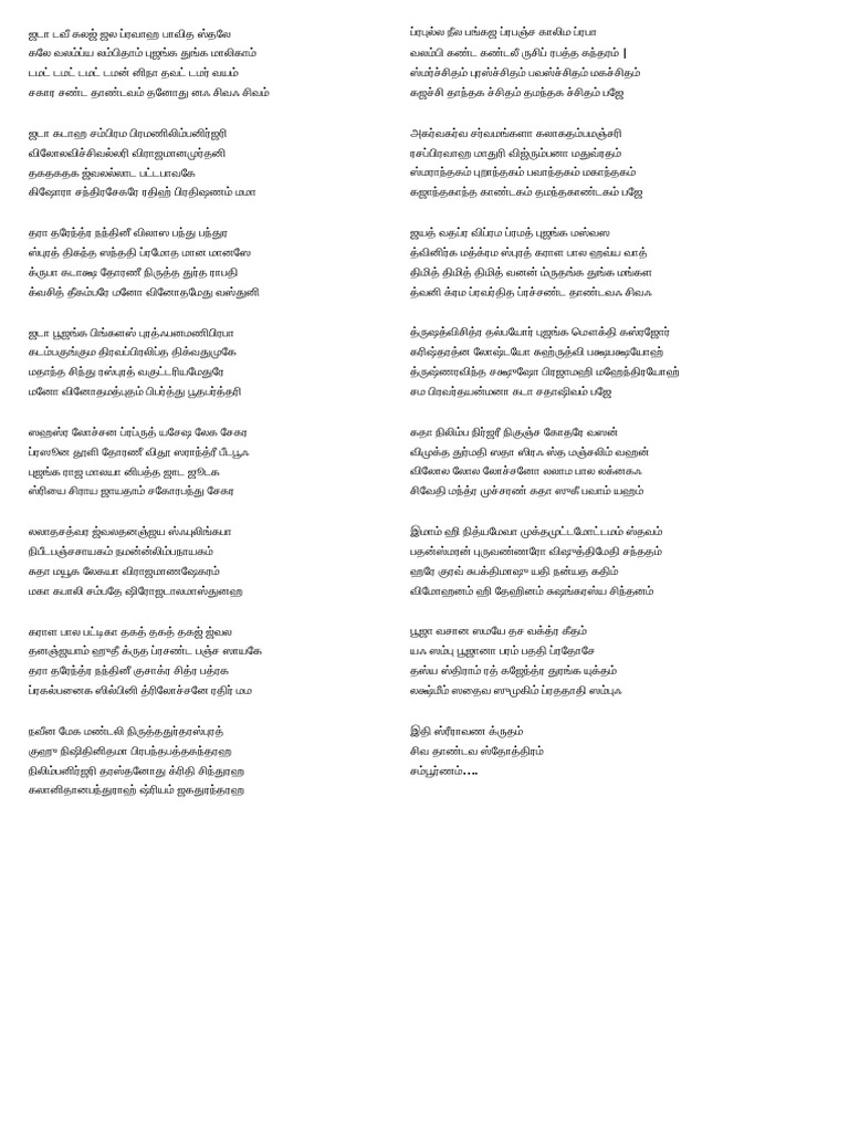 Shiv Tandav Stromam Tamil A5 | PDF