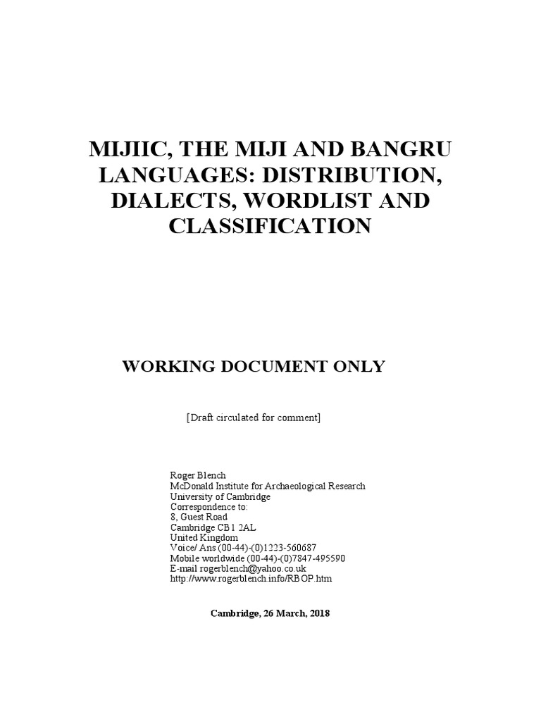 Mijiic The Miji and Bangru Languages | PDF | Vowel | Consonant