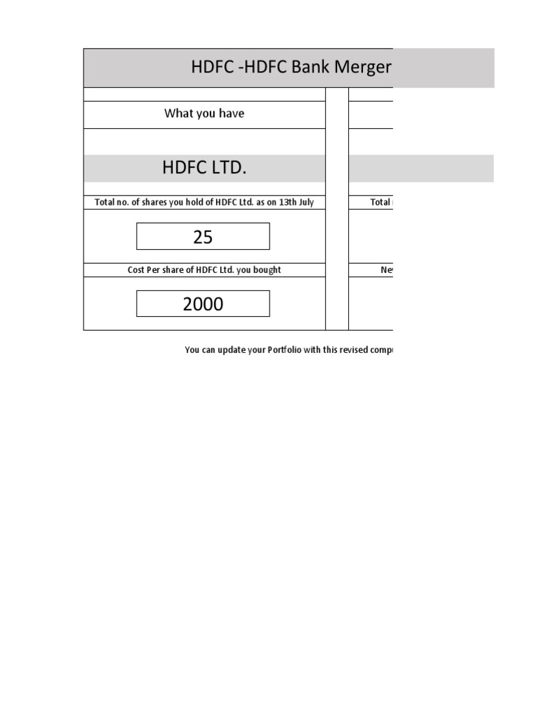 HDFC HDFC Bank Merger Calculator Final | PDF