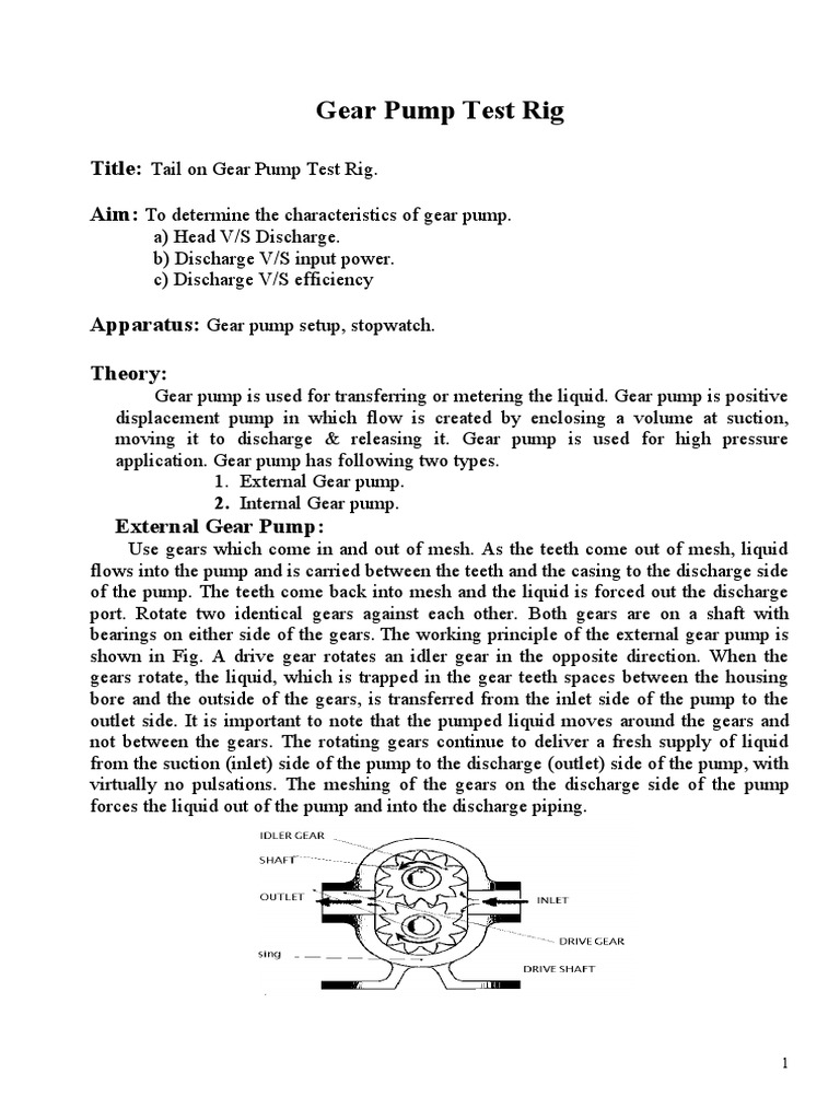 Manual of Gear Pump | PDF | Pump | Gear
