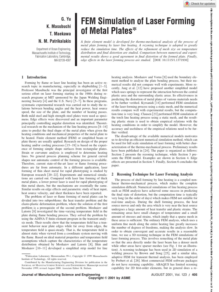 Fem Simulation of Laser Forming of Metal Plates | PDF